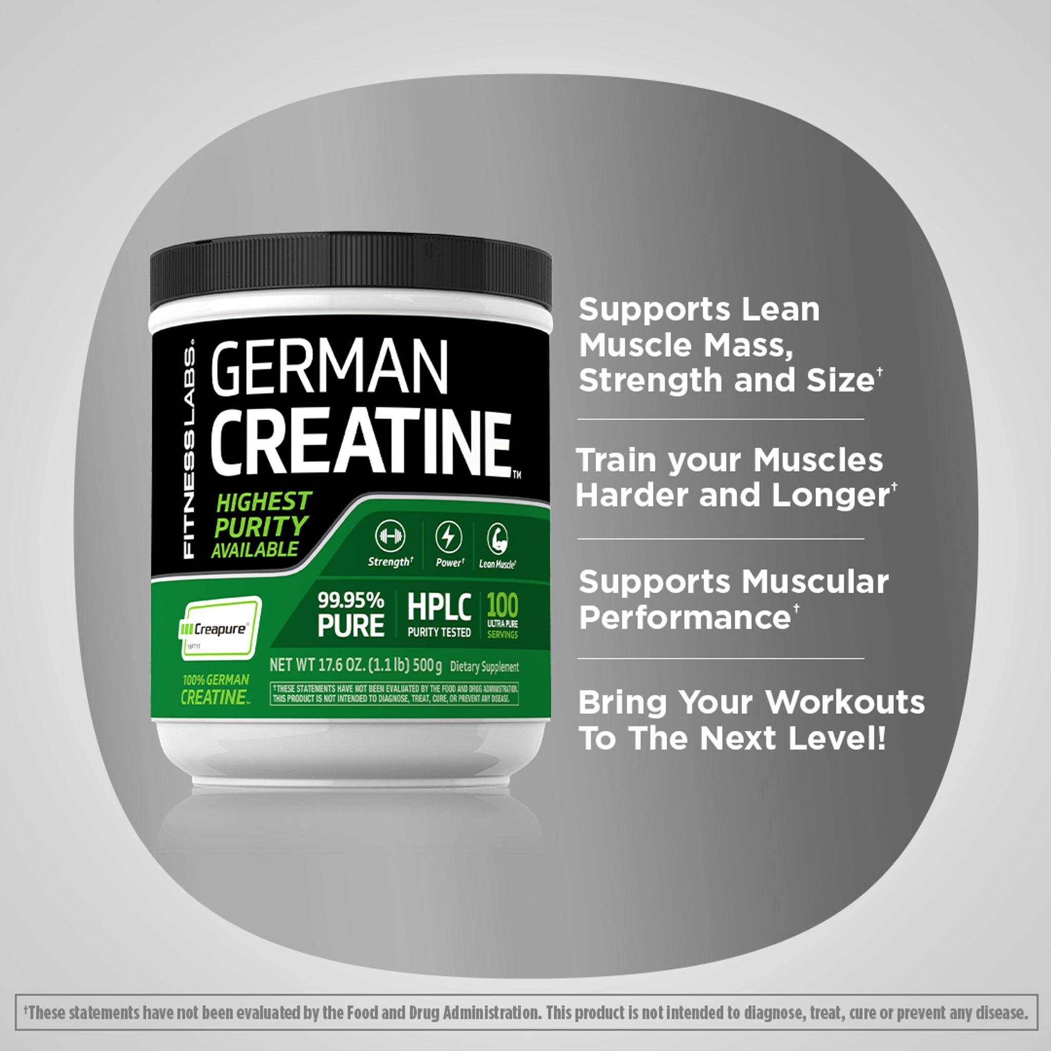 German Creatine Monohydrate (Creapure), 5000 mg (per serving), 1.1 lb ...
