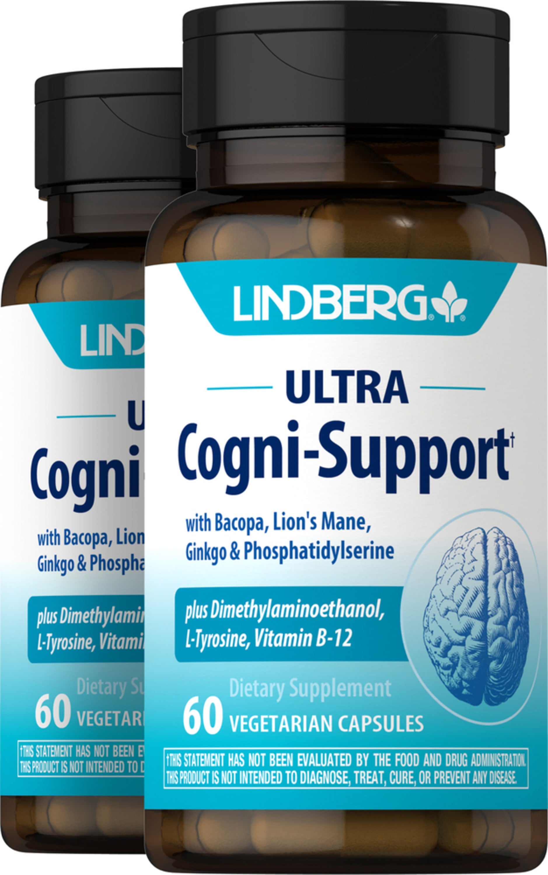 Ultra Cogni-Support, 60 Vegetarian Capsules, 2 Bottles - Lindberg